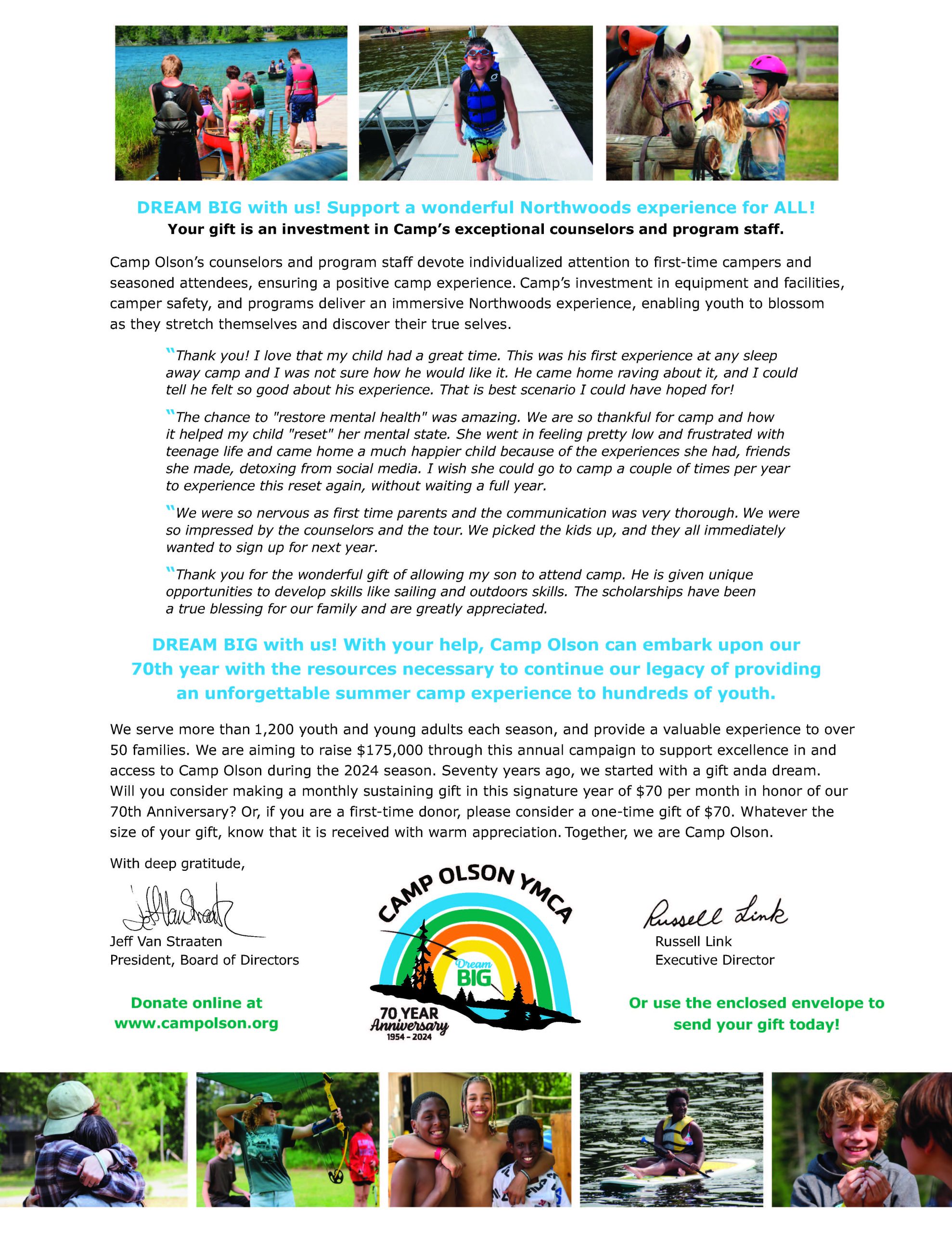 Annual Campaign – CAMP OLSON YMCA